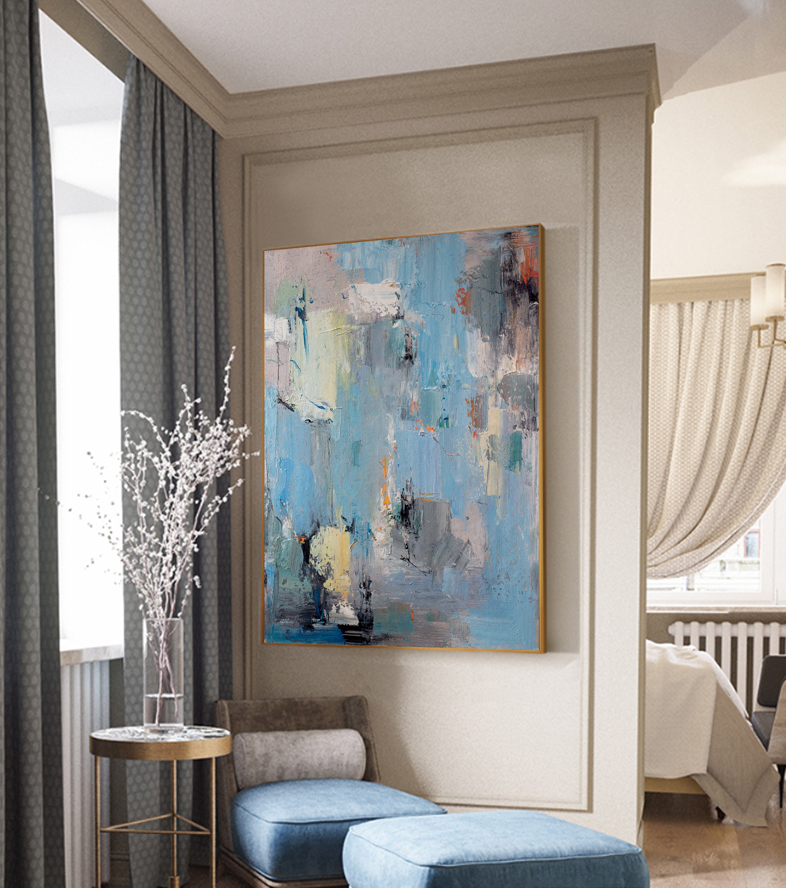 Large Abstract Acrylic PaintingOriginal Blue Abstract | Etsy