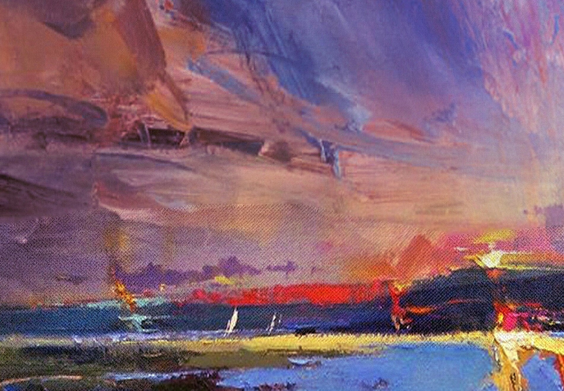 Original Painting Night View Of CoastlineLarge Wall Sky | Etsy