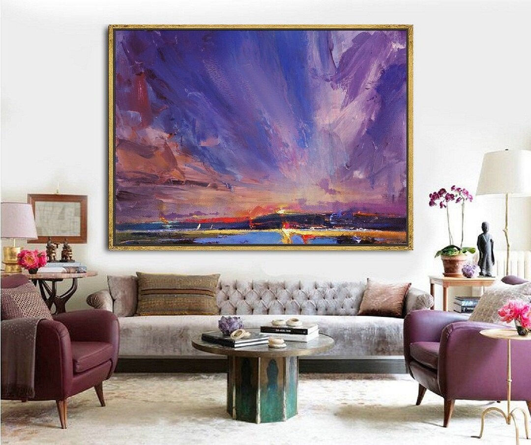 Original Painting Night View of Coastline,sky Abstract Painting,coastal ...