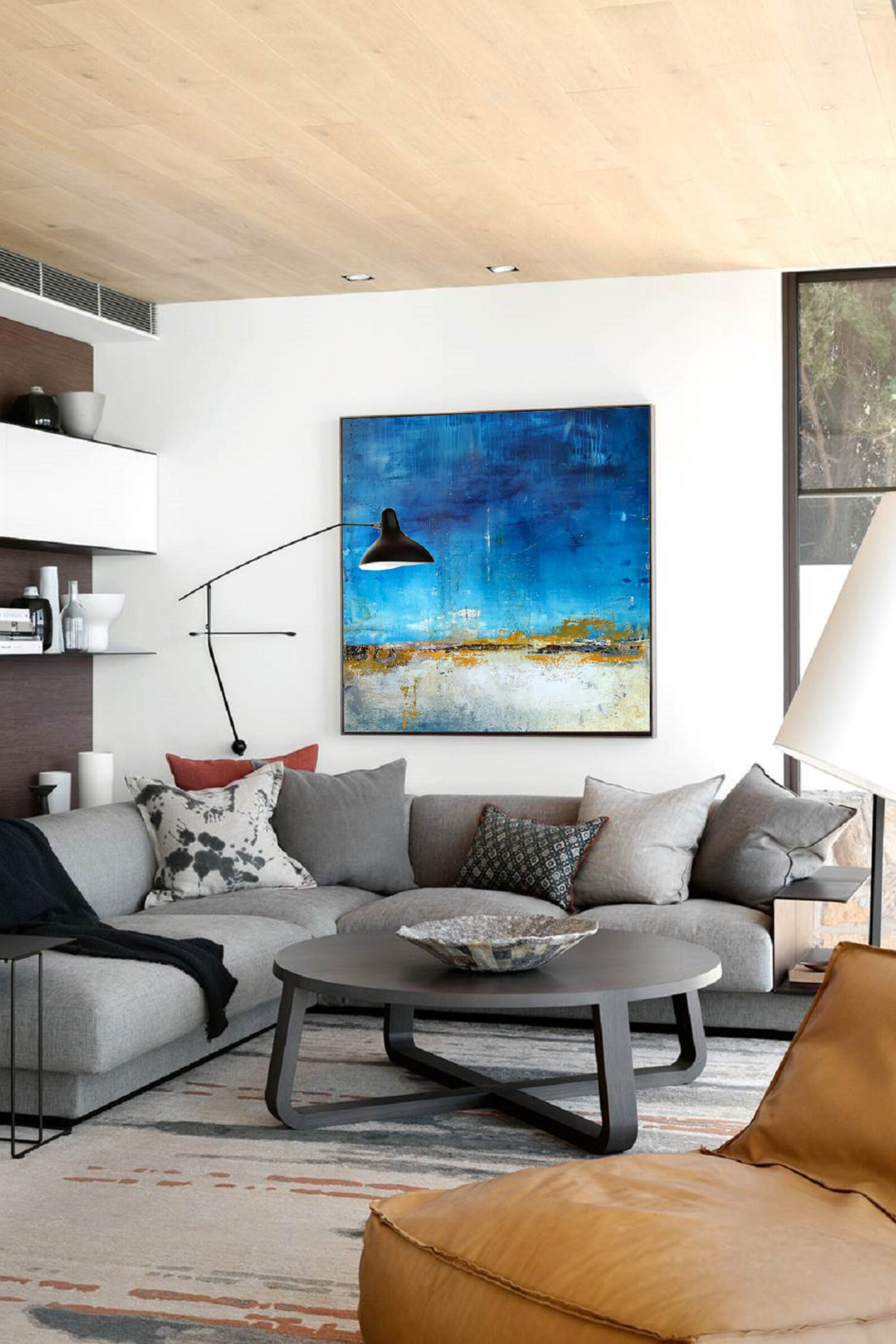 Original Blue Sky Abstract Paintingsea Level Abstract Oil - Etsy