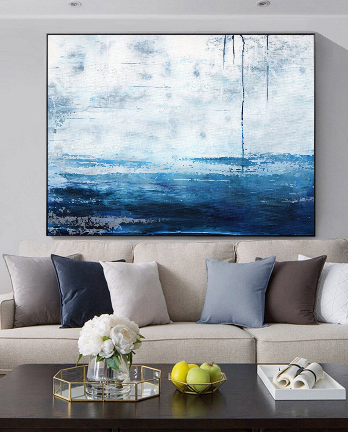 Original Abstract Canvas Wall Art Office DecorBeige Painting | Etsy