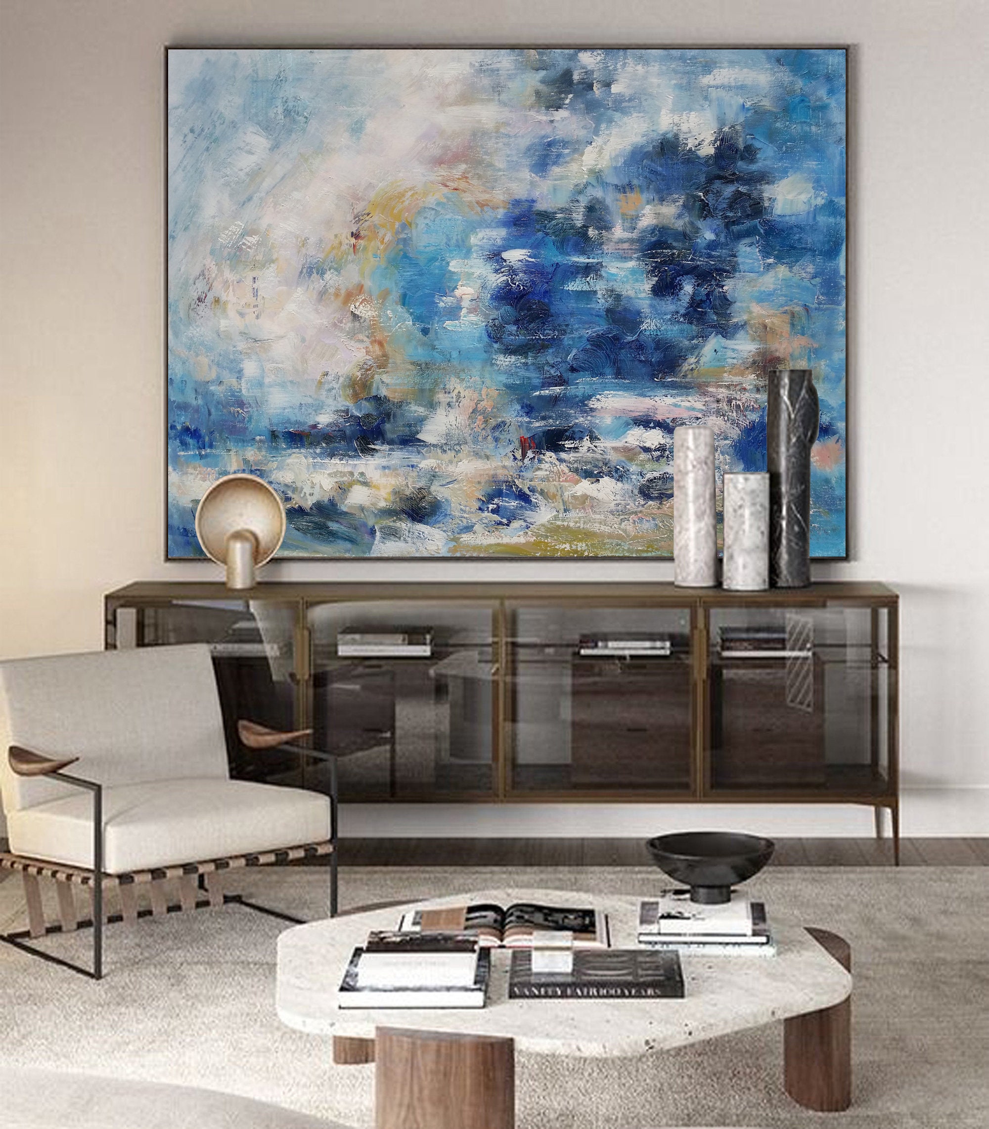 Original Blue Abstract Artblue Sea Abstract Paintinglarge - Etsy