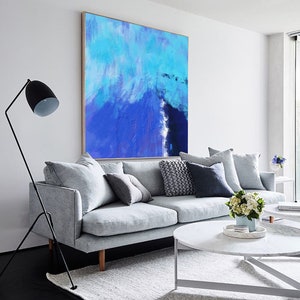 Deep Blue Abstract Canvas Painting,large Blue Painting,minimalist ...
