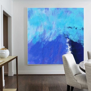 Deep Blue Abstract Canvas Painting,large Blue Painting,minimalist ...
