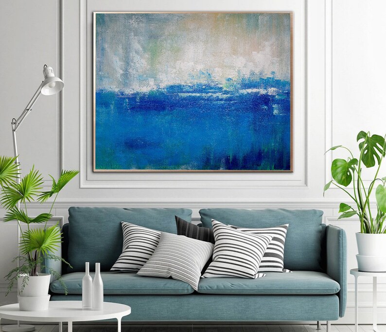 Original Abstract BLUE Painting Gray PaintingLarge Abstract | Etsy