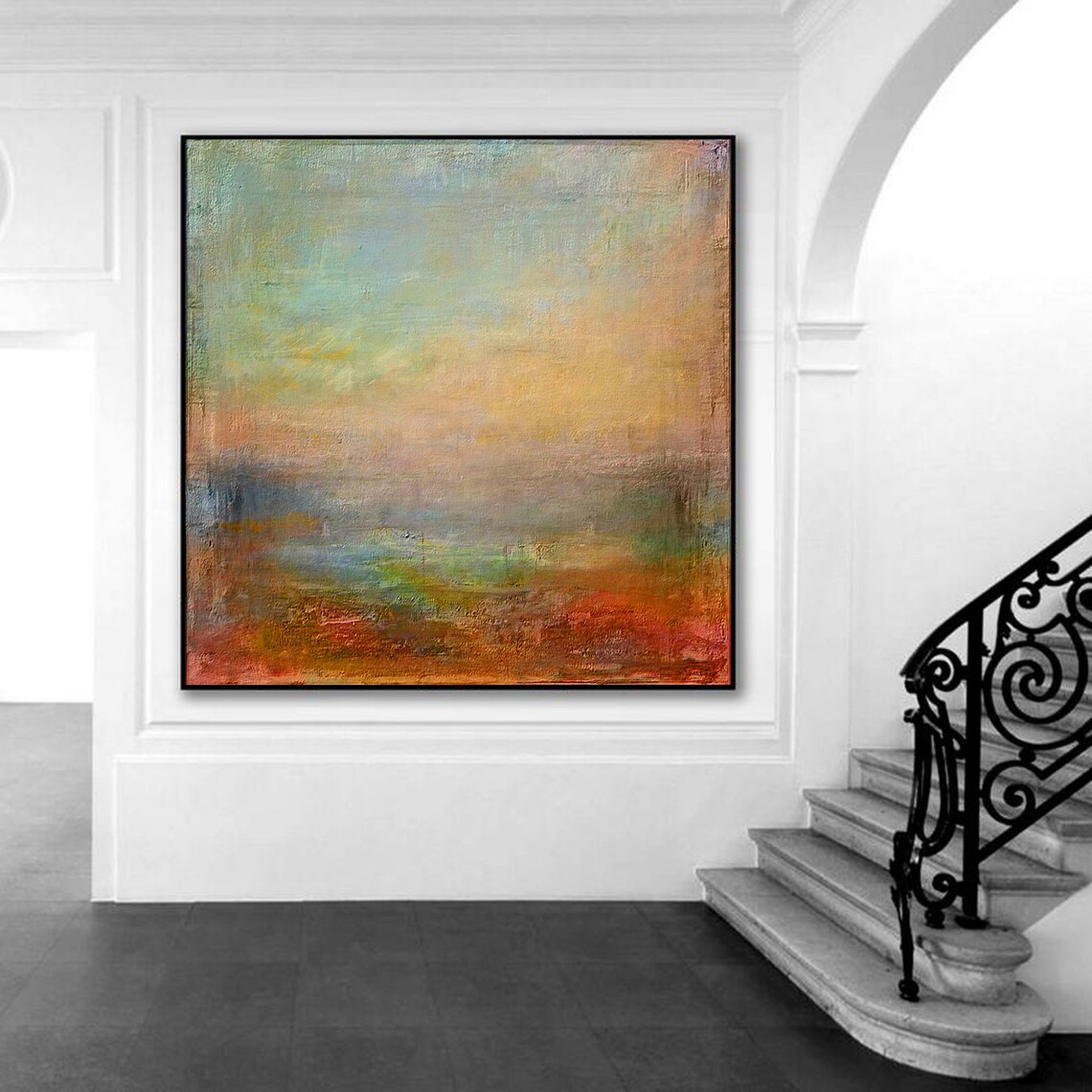 Original Orange Abstract Paintinglarge Sky Abstract Oil - Etsy