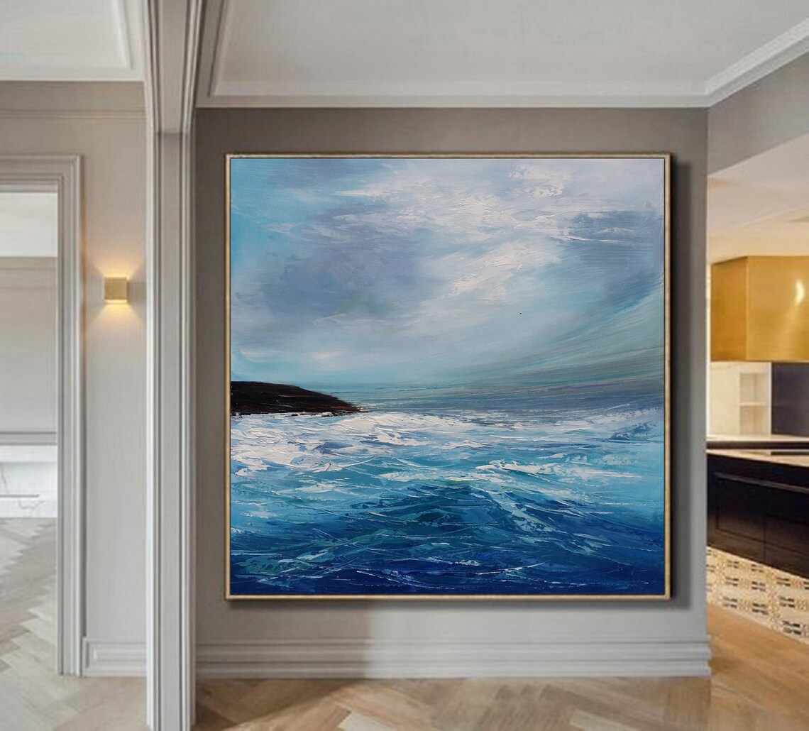 Original Blue Sky Abstract Paintingsea Level Abstract Oil | Etsy