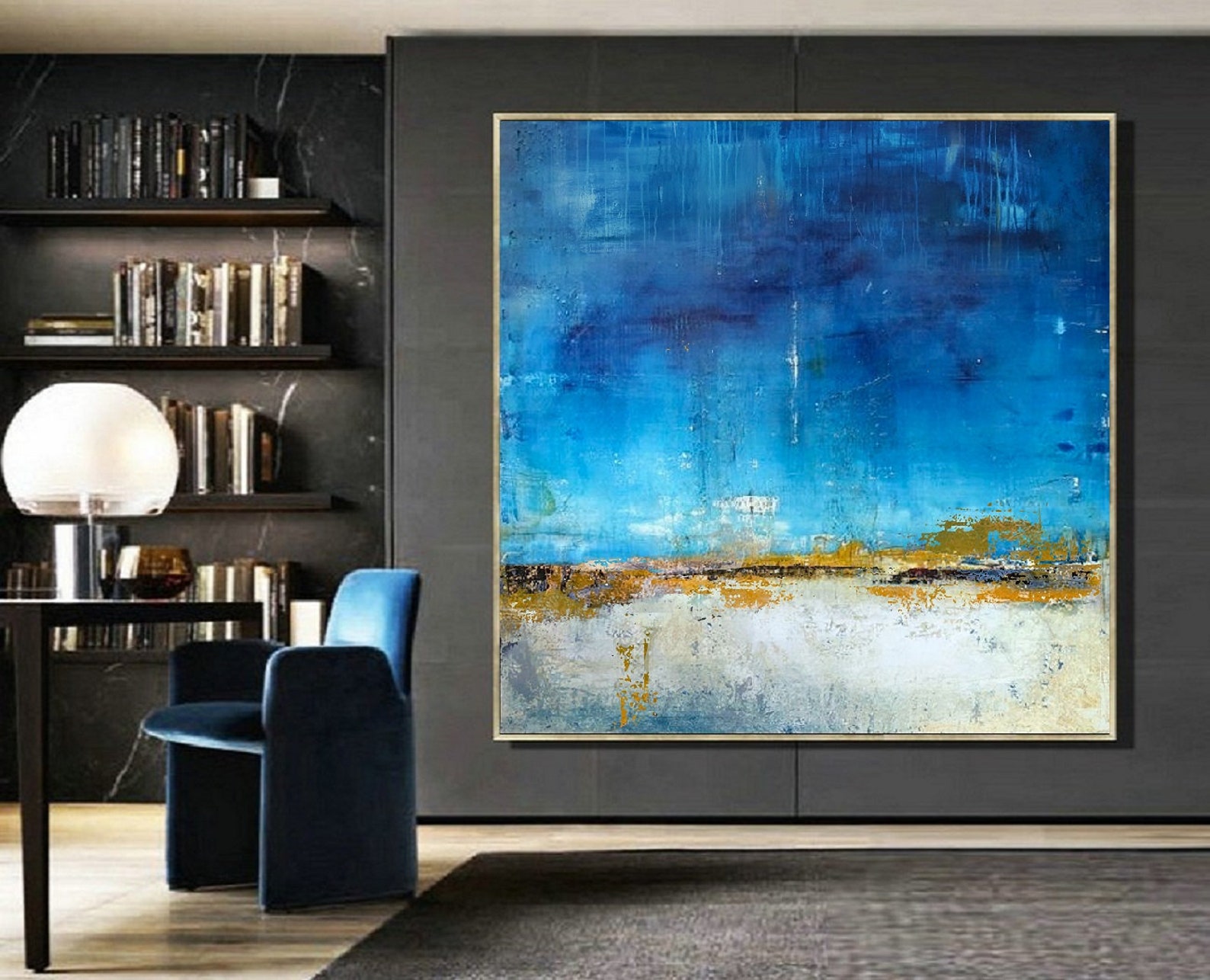 Original Blue Sky Abstract Paintingsea Level Abstract Oil - Etsy