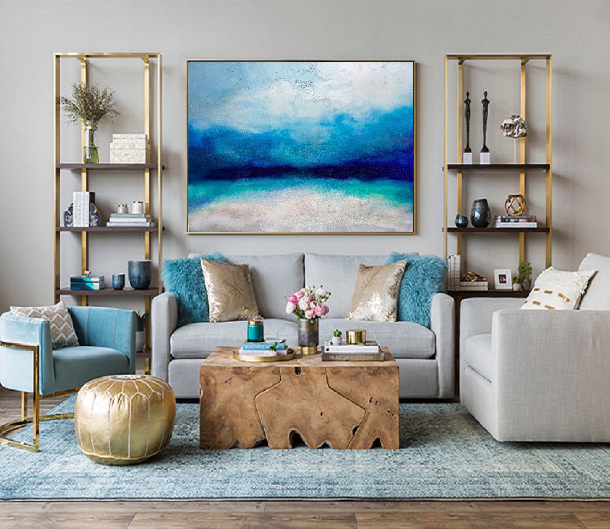 Large Wall Sea Painting Large Ocean Canvas Oil Painting - Etsy