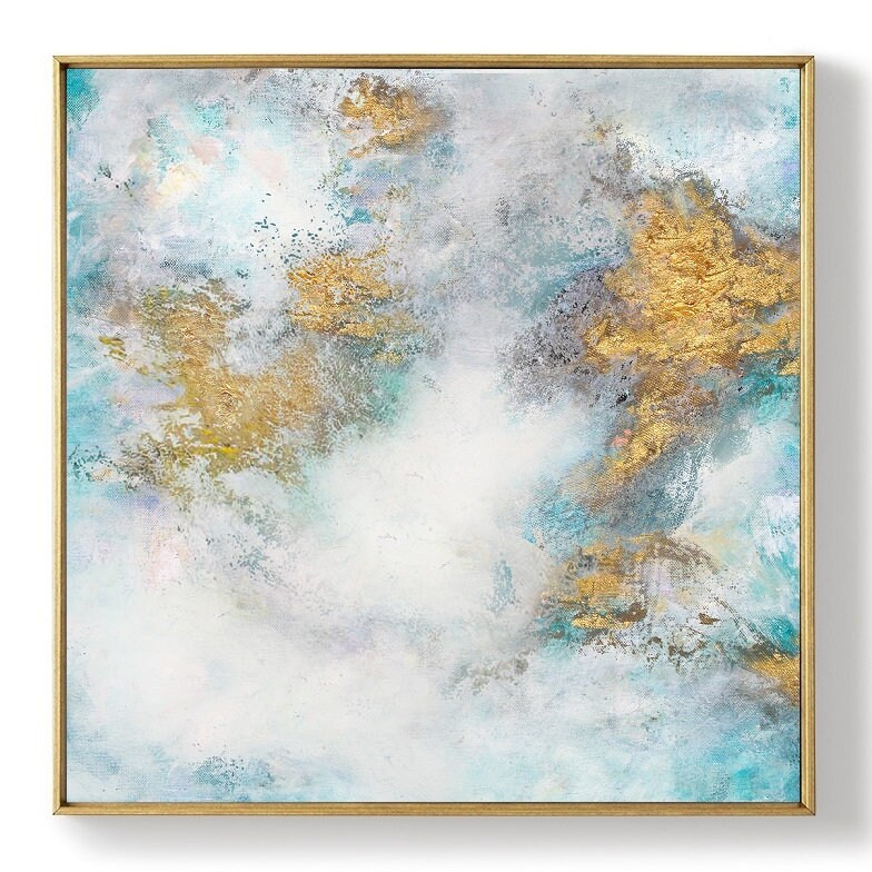 Cloud Abstract Paintinglarge White Gold Abstract Art Oil - Etsy