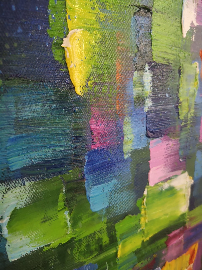 Original Abstract Canvas Wall Office DecorBlue Painting Green | Etsy