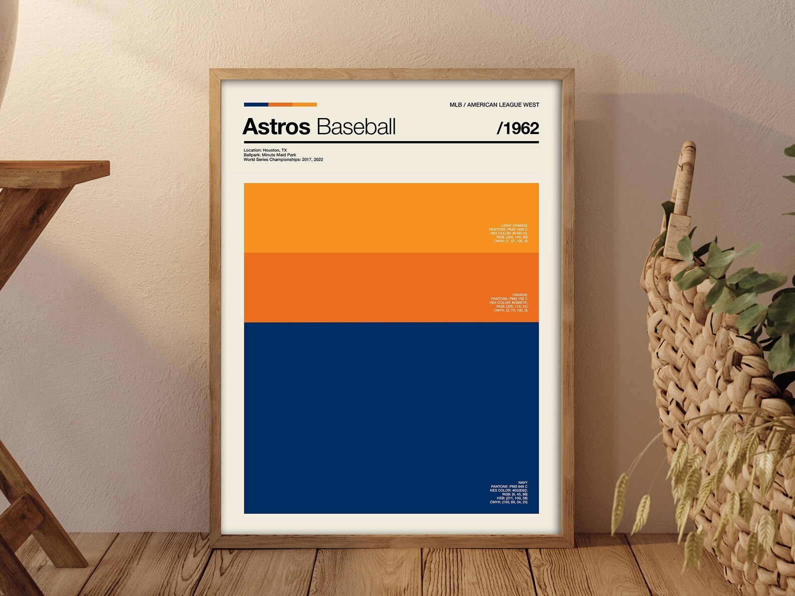 Astros Baseball Color Swatch Print, Astros Baseball Poster, Houston ...
