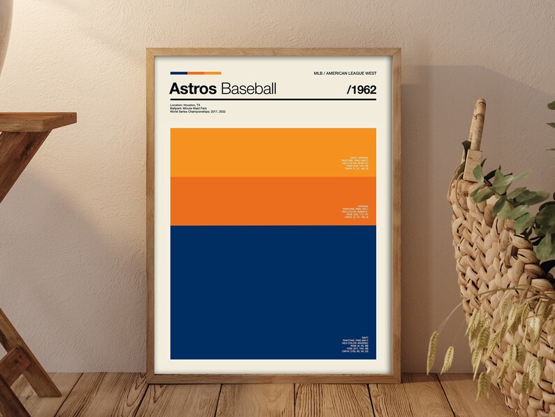 Astros Baseball Color Swatch Print, Astros Baseball Poster, Houston ...