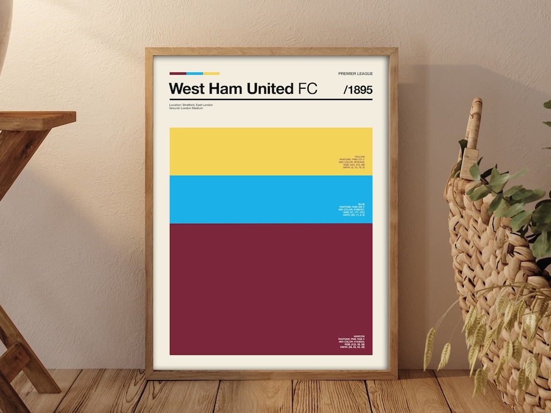 West Ham United FC Color Swatch Print, West Ham United FC Poster, West ...