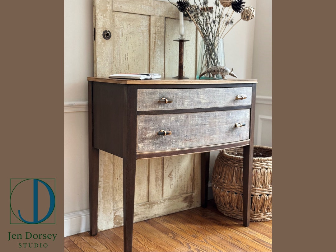 2-drawer Buffet Cabinet Vintage Cupboard Hand-painted Furniture One-of ...