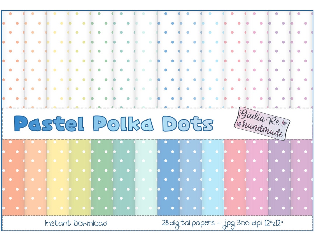 Polka Dotted Digital Paper Pack, Bundle Set of 28 Digital Scrapbook ...