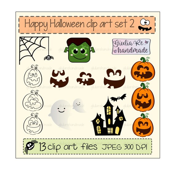 Halloween Clipart Set clip art set of pumpkins halloween | Etsy