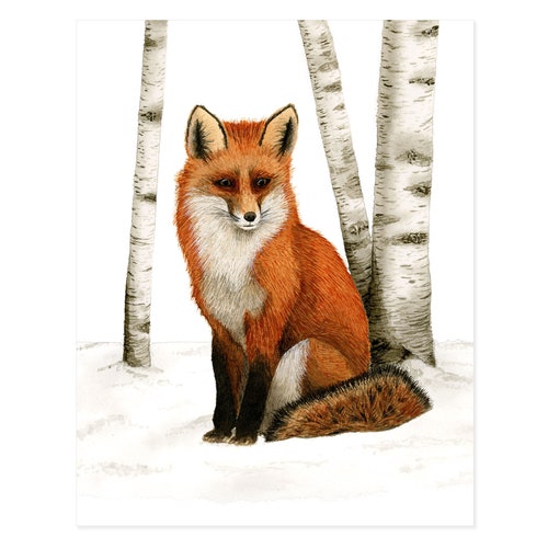 Forest Landscape Wall Art Fox Print Woodland Home Decor - Etsy