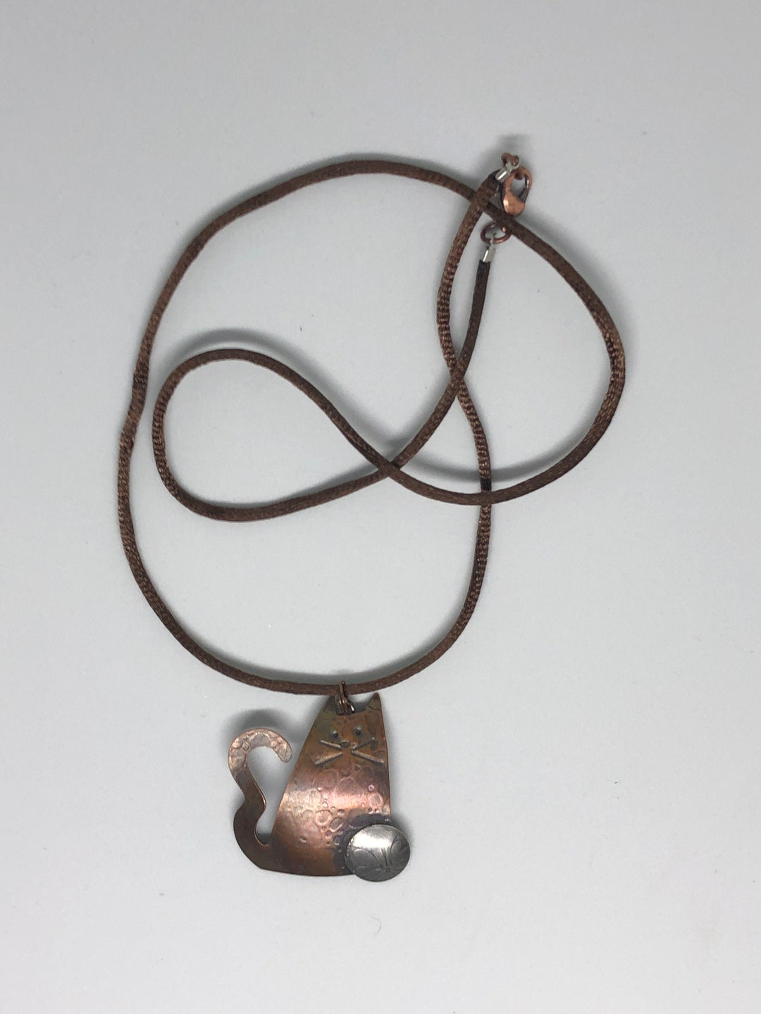 Cute Recycled Copper Cat With Silver Ball - Etsy