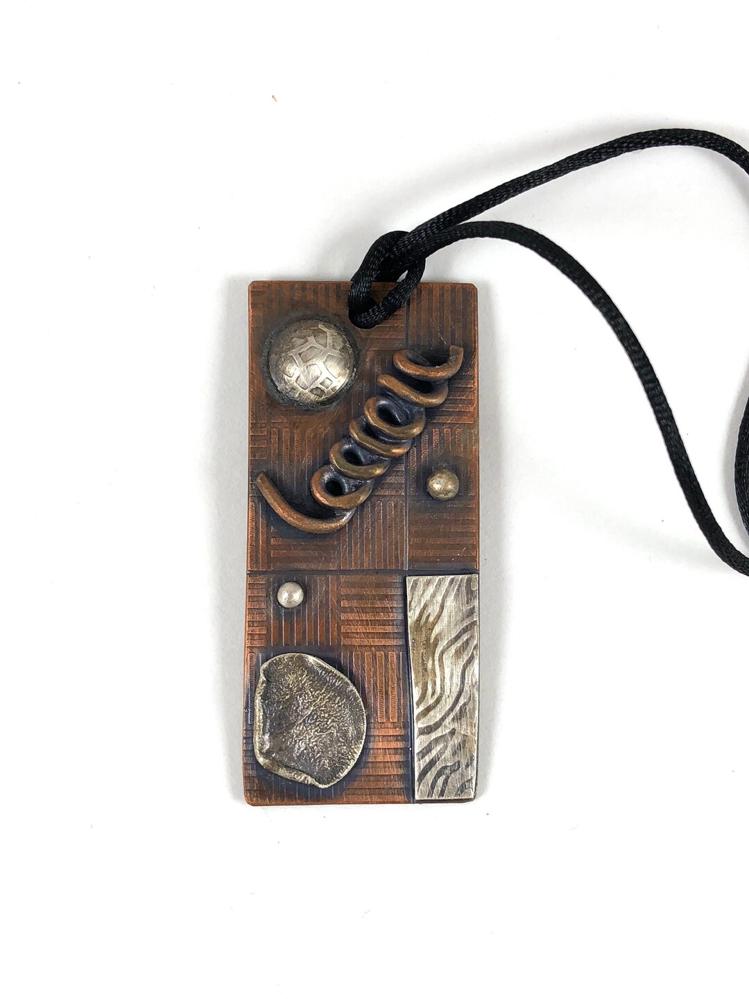 Abstract Copper and Silver Necklace - Etsy
