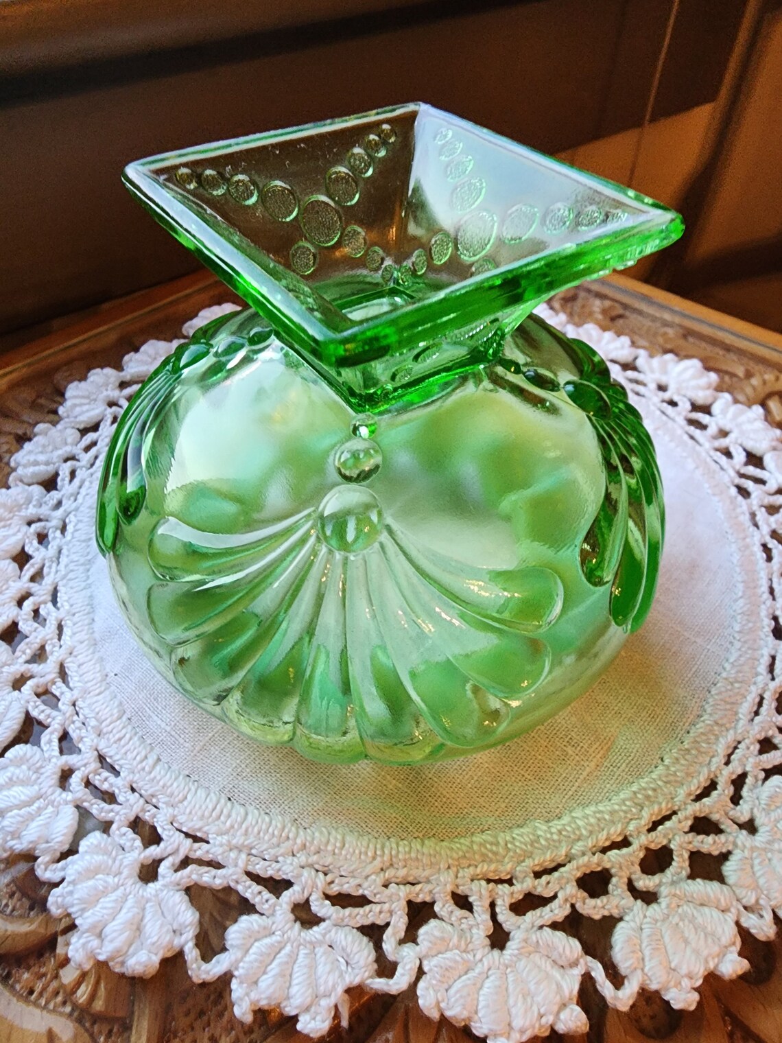 Vintage Jefferson Glass, Rosebowl With Shells & Dots, Ca. Early 1900's ...
