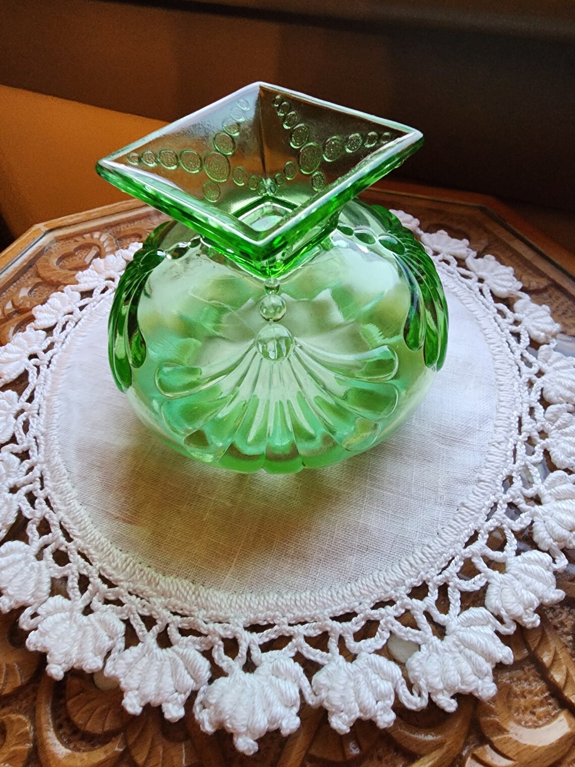 Vintage Jefferson Glass, Rosebowl With Shells & Dots, Ca. Early 1900's ...
