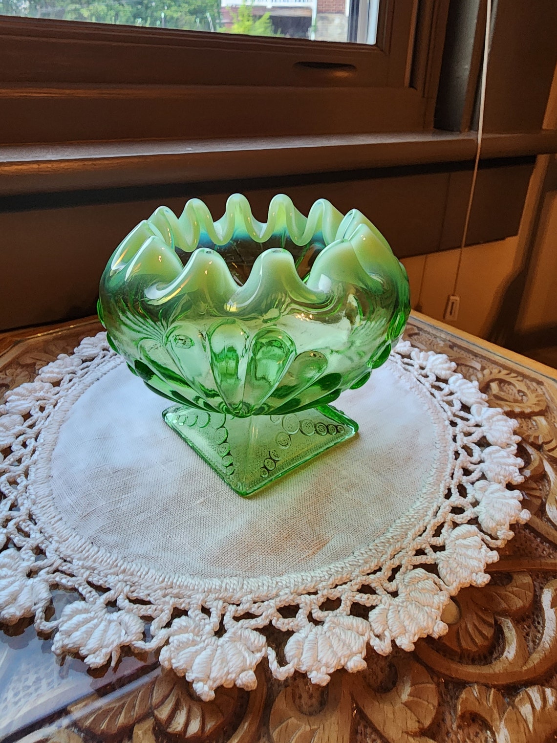 Vintage Jefferson Glass, Rosebowl With Shells & Dots, Ca. Early 1900's ...
