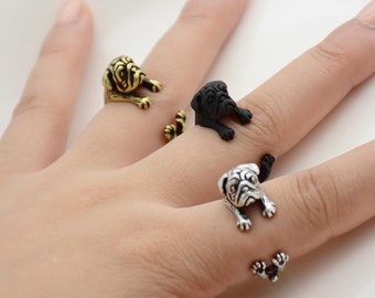 Handmade Pug Cuddle Wrap Ring Sterling Silver 14k Gold - Etsy