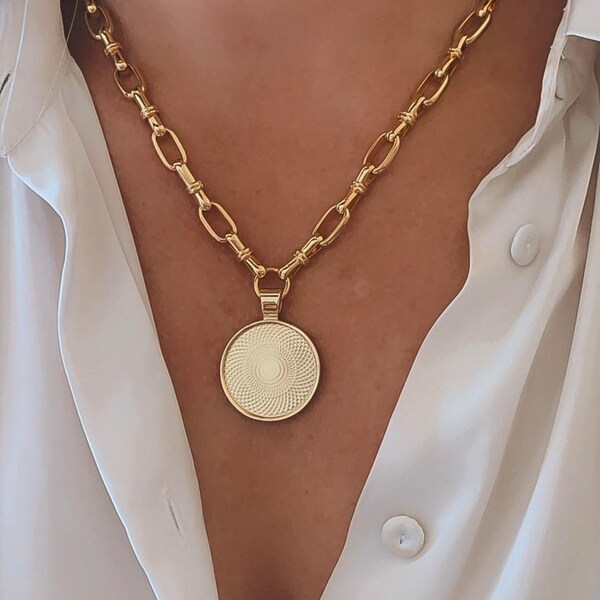Gold Medallion Charm - Etsy
