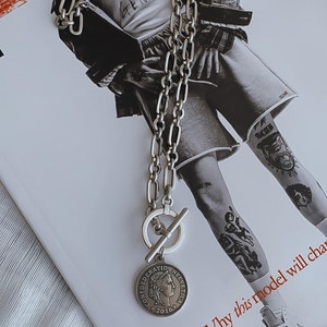 Statement Toggle Clasp Coin Necklace Silver Toggle Clasp Necklace ...