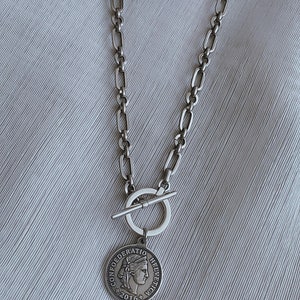Statement Toggle Clasp Coin Necklace Silver Toggle Clasp Necklace ...