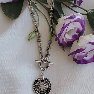 Coin Necklace Statement Toggle Clasp Necklace Vintage Coin Chunky ...