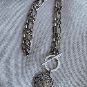 Statement Toggle Clasp Coin Necklace Silver Toggle Clasp Necklace ...