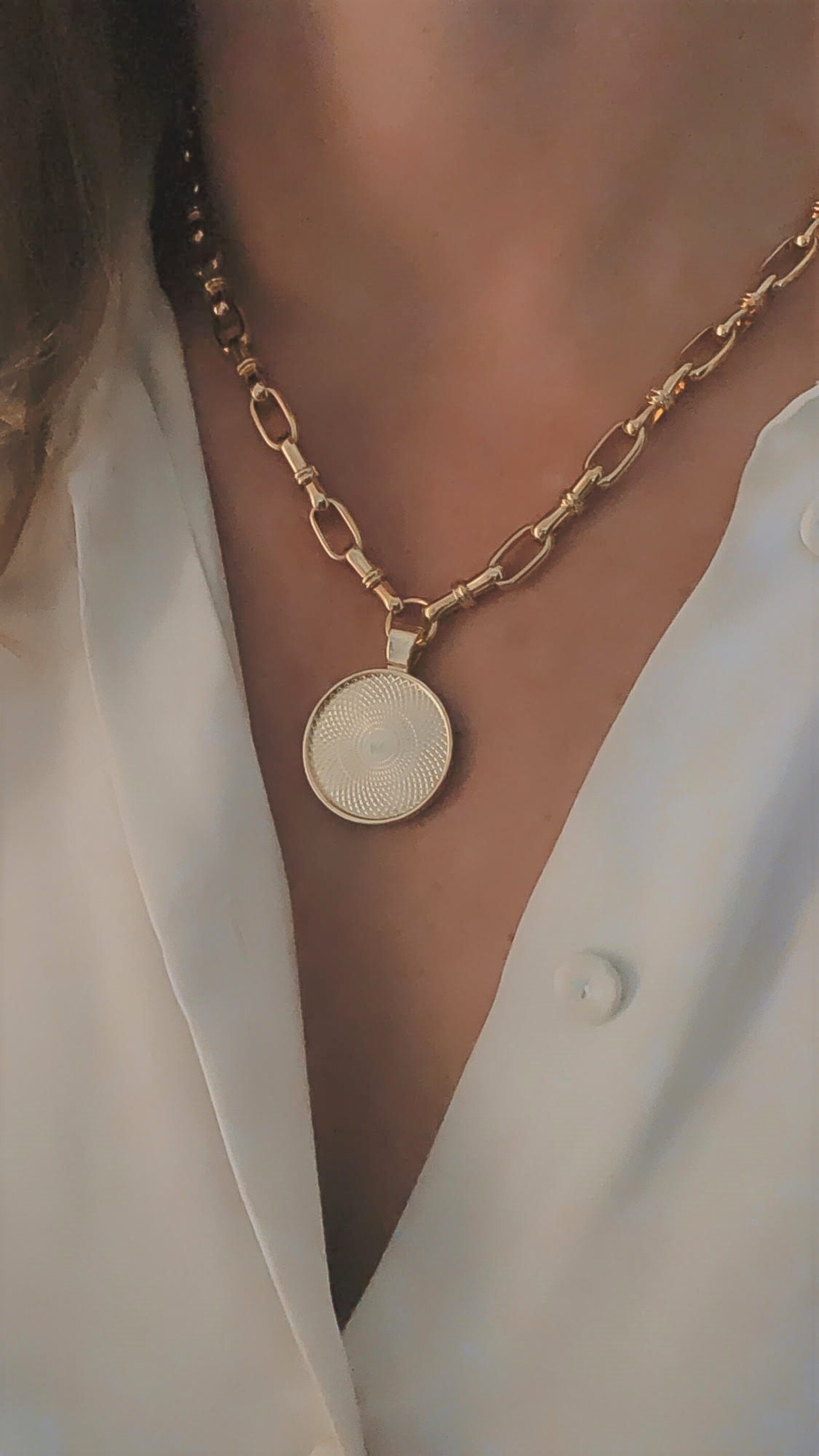 Medallion Coin Necklace Coin Choker Coin Charm Necklace Statement Thick ...