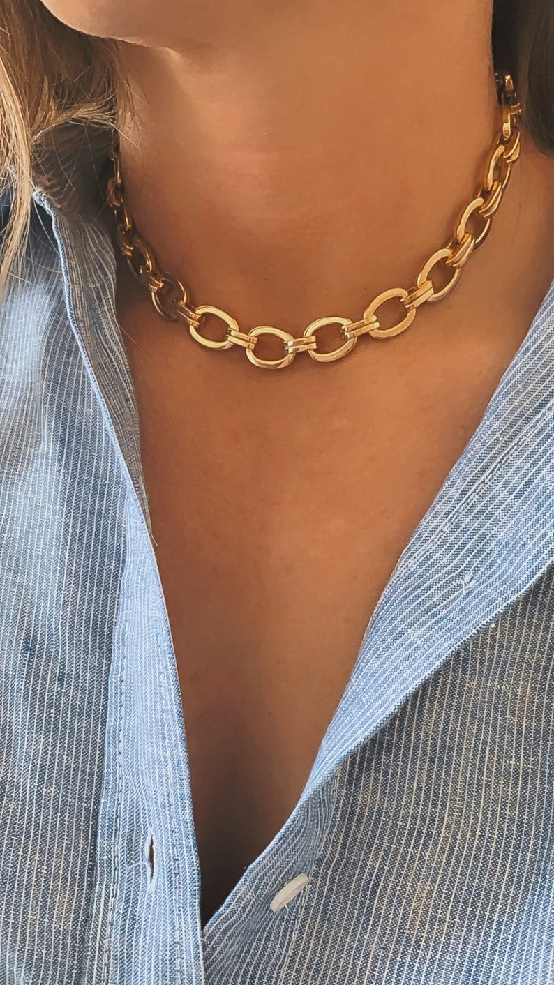 Large Link Chain Choker Massive Gold Chain Necklace - Etsy