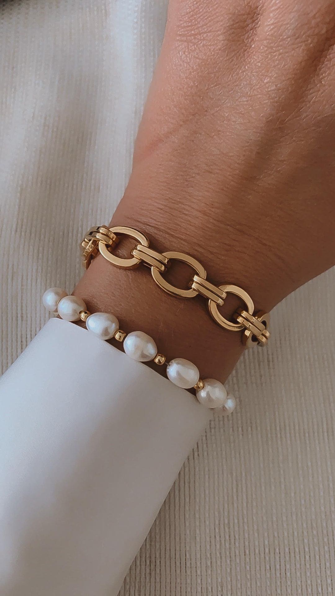 Statement Gold Bracelet Large Oval Link Bracelet Gold Chunky Bracelet ...