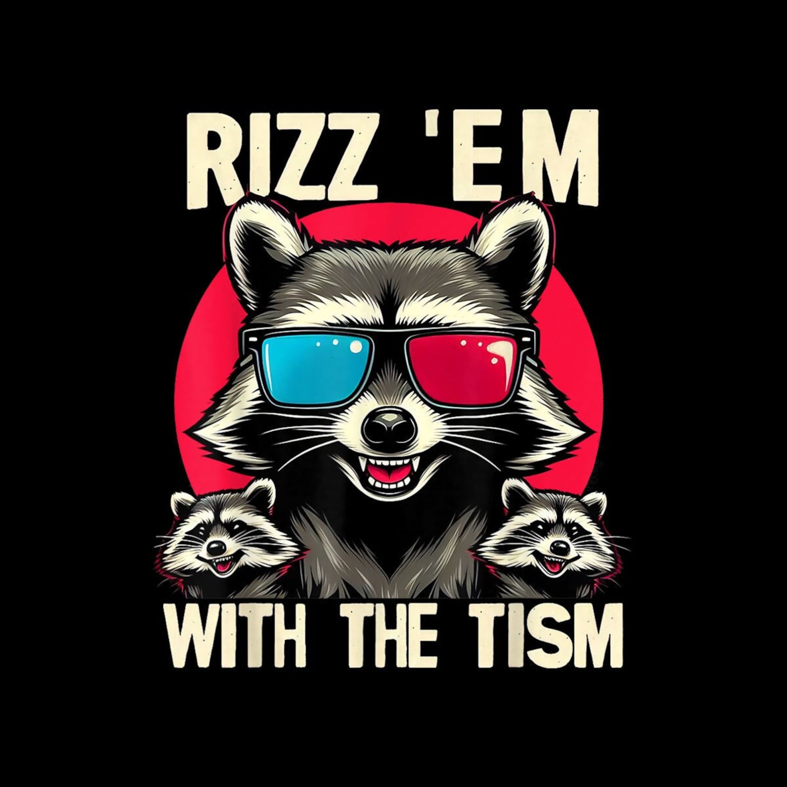 Rizz Em With the Tism Retro Vintage Raccoon Meme Digital PNG. - Etsy