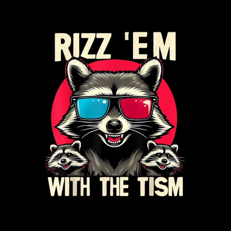 Rizz Em With the Tism Retro Vintage Raccoon Meme Digital PNG. - Etsy
