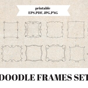 Doodle Frames Set Clipart, Doodle Borders Set, Digital File, Instant ...