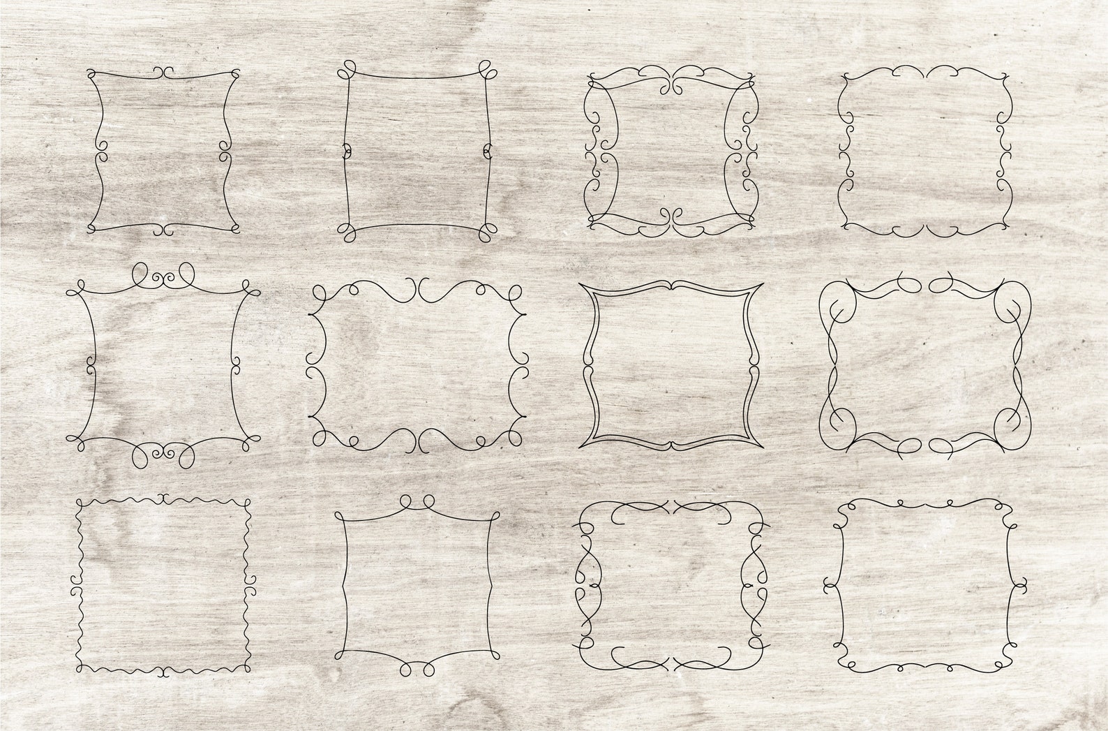 Doodle Frames Set Clipart, Doodle Borders Set, Digital File, Instant ...