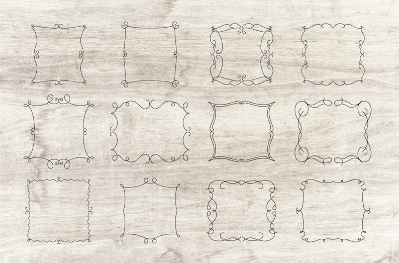 Doodle Frames Set Clipart, Doodle Borders Set, Digital File, Instant ...