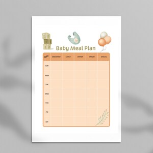 Baby Meal Planner, Printable Meal Plan, Digital File, Instant Download ...