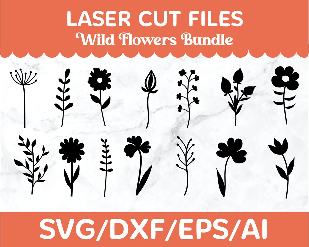 Wildflower SVG Bundle, Laser Cut Files Glowforge, Vector Flower Bouquet ...