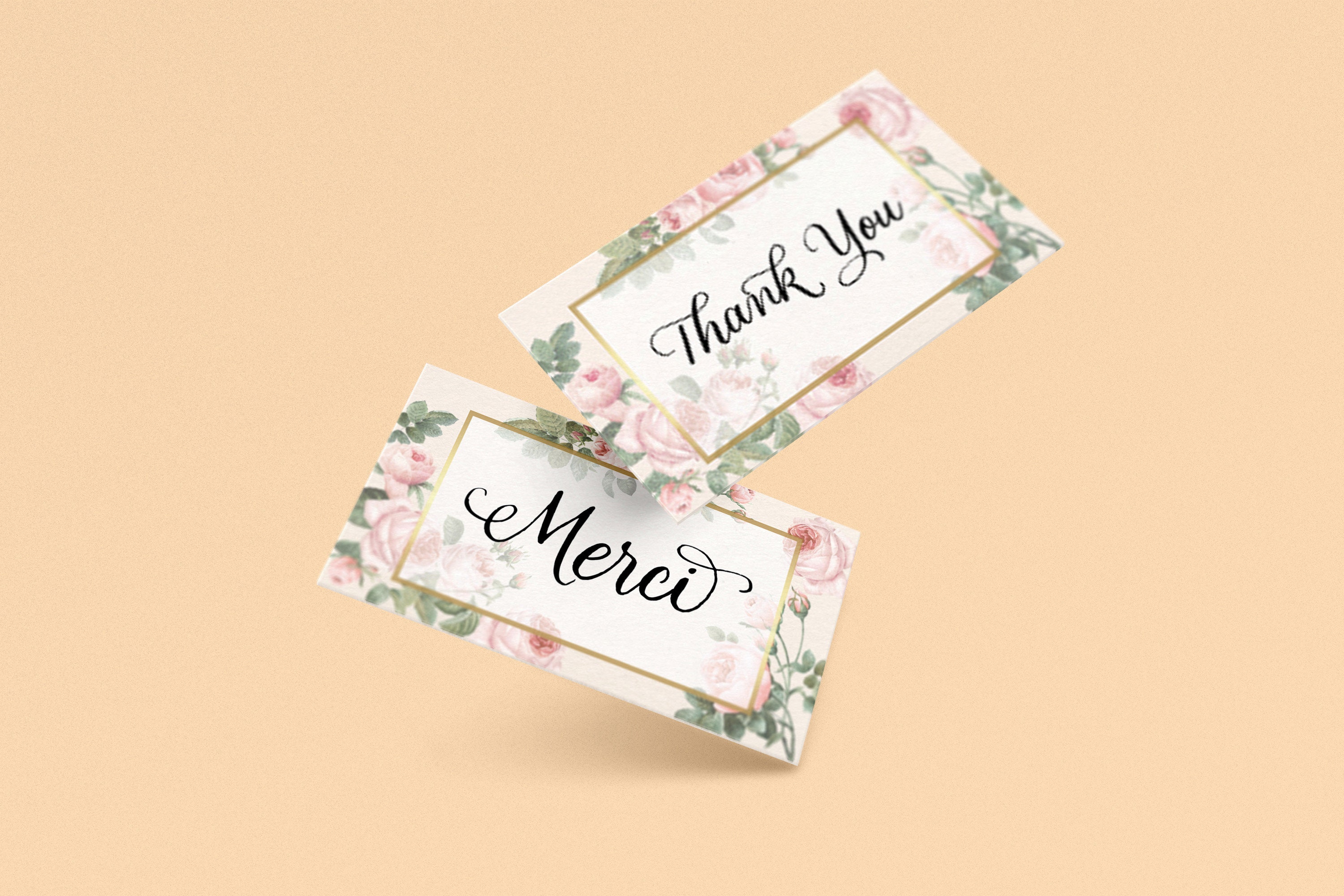Vintage Floral Thank You Card Printable, Avaible in English, French ...