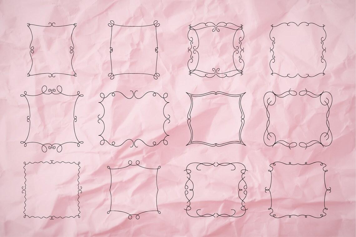 Doodle Frames Set Clipart, Doodle Borders Set, Digital File, Instant ...