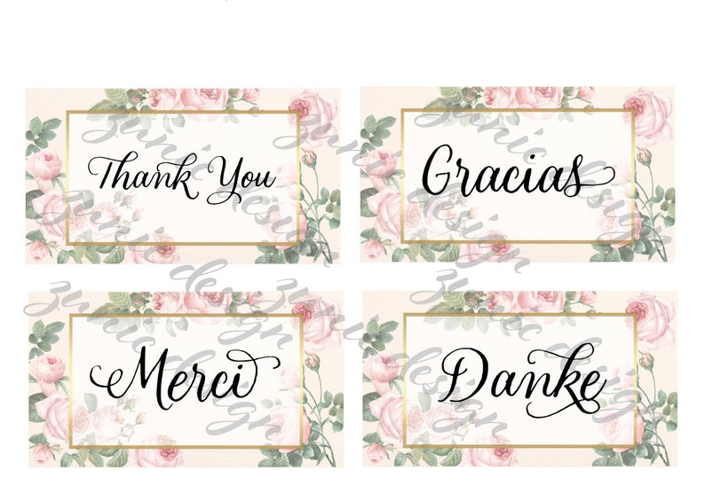 Vintage Floral Thank You Card Printable, Avaible in English, French ...