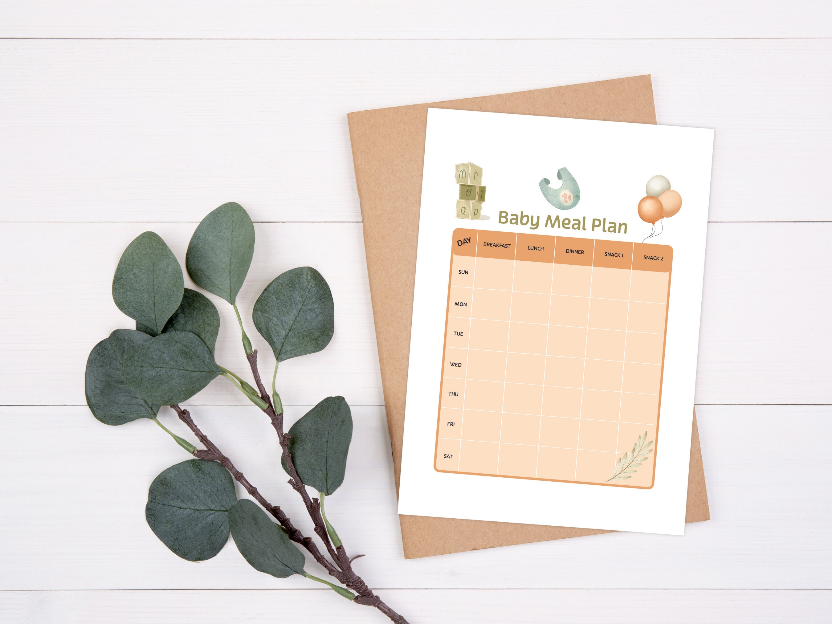 Baby Meal Planner, Printable Meal Plan, Digital File, Instant Download ...