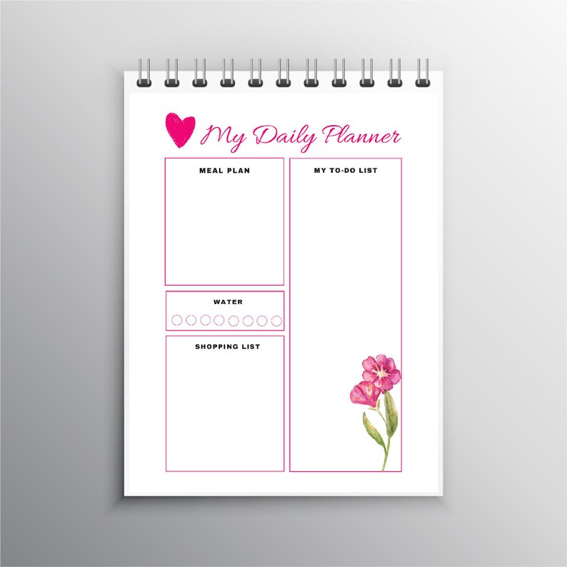 Floral daily planner printable instant download pdf & jpg | Etsy