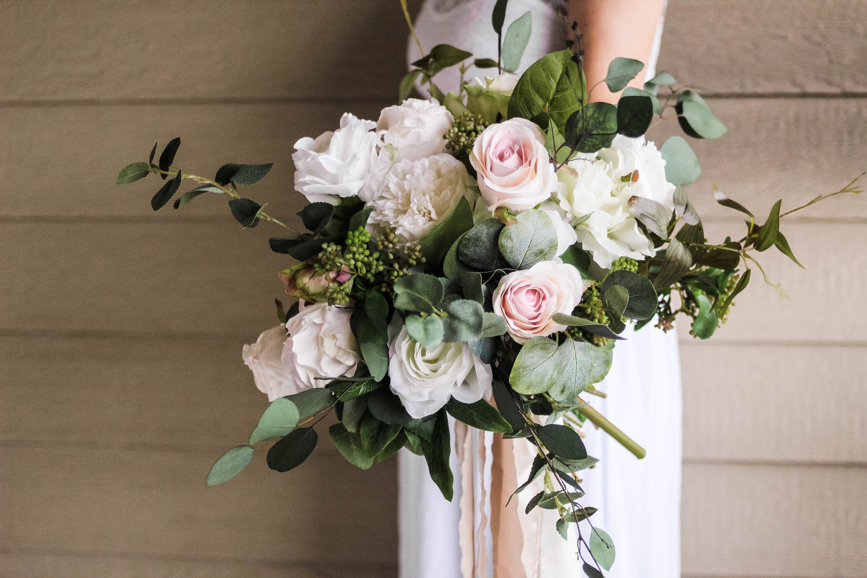 Ivory greenery Blush Bridal Bouquet Boho Bouquets Boho | Etsy