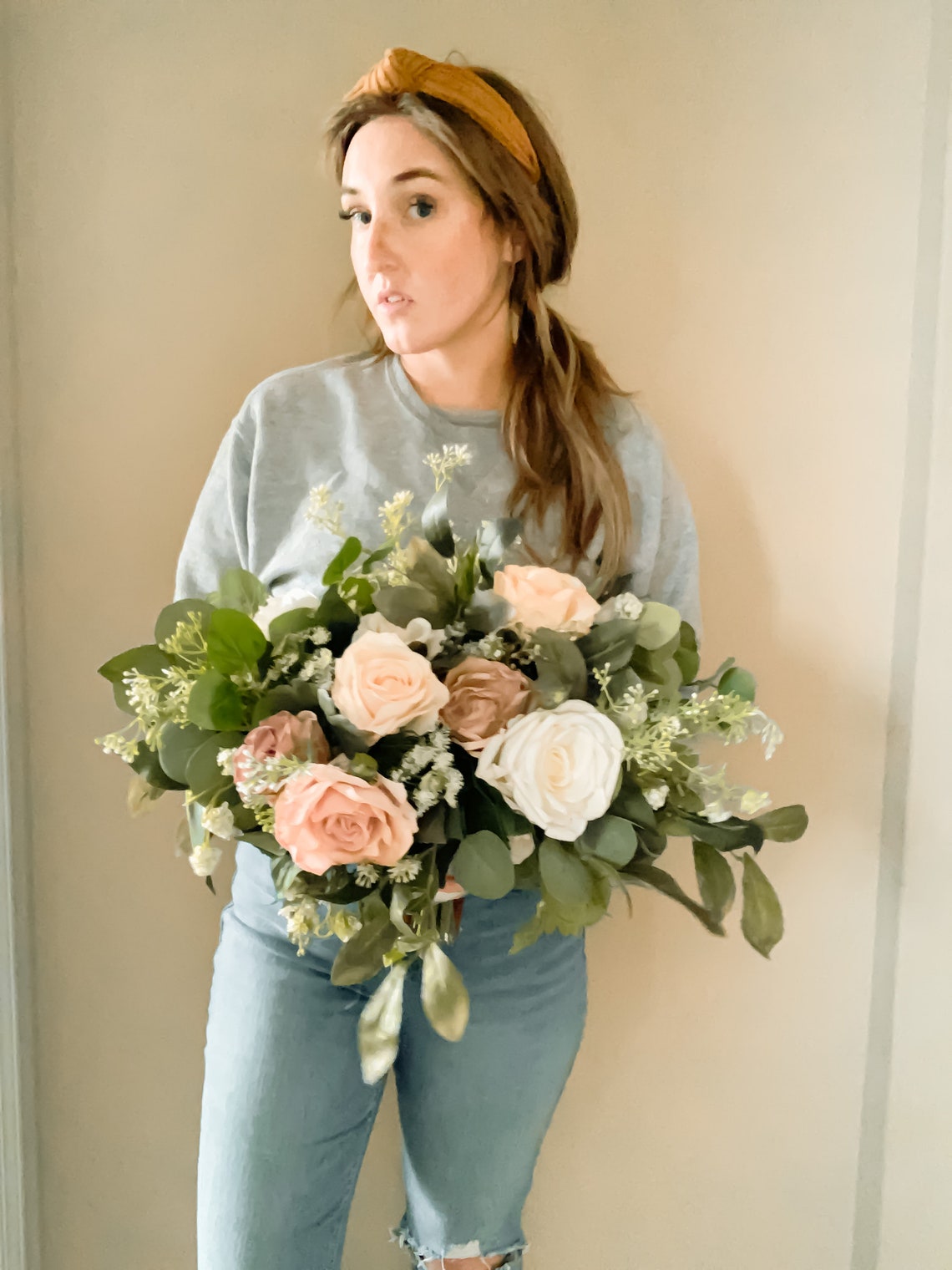 Dusty Rose Wedding Bouquet, Wedding Flowers, Boho Bouquet, Bridal ...